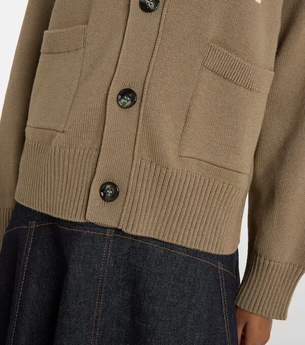 AMI Paris De Coeur Wool And Cotton Cardigan