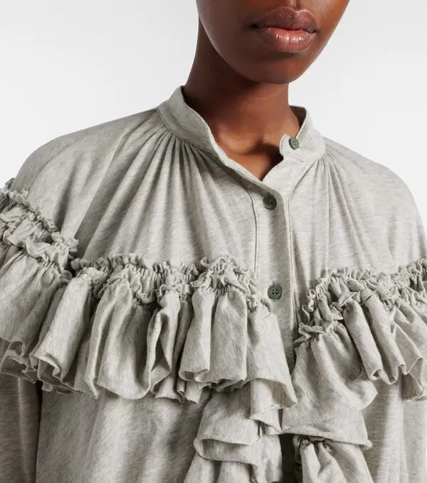 Dries Van Noten Ruffled Cotton Jersey Blouse