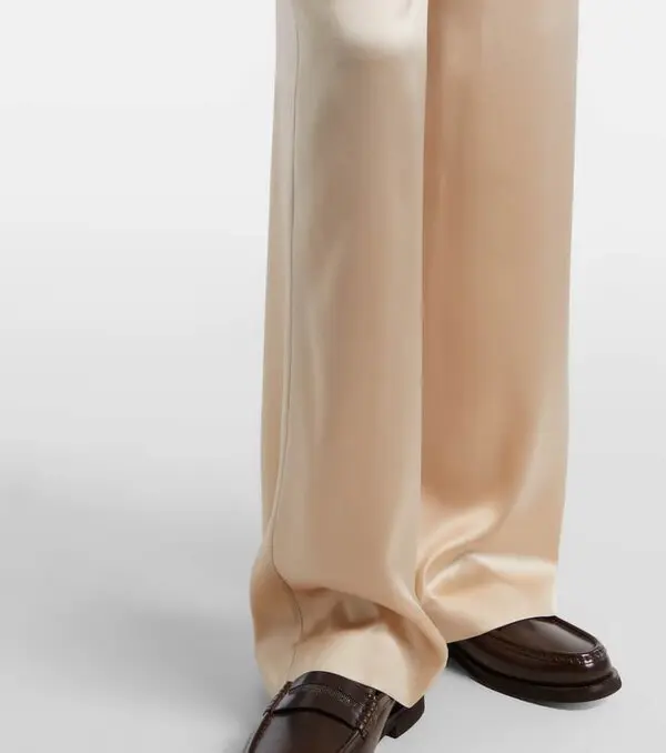 Brunello Cucinelli Silk-blend Wide-leg Pants - Beige