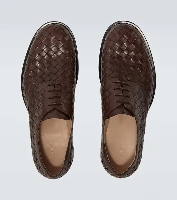 THE ROW Novus Woven Leather Derby Shoes - Brown