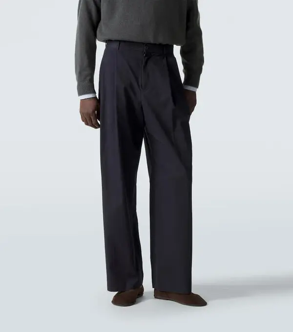THE ROW Tibor Gabardine Wide-leg Pants - Blue