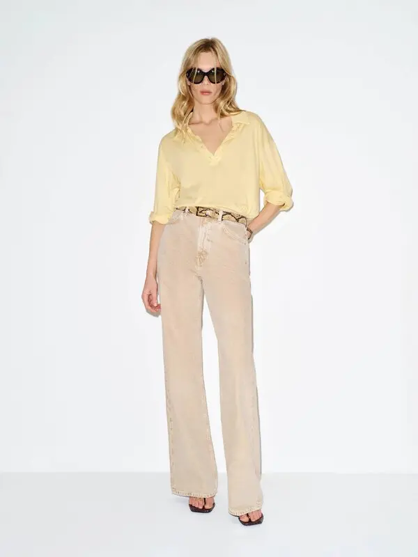 REFORMATION Mellen Polo Knit Top - Yellow