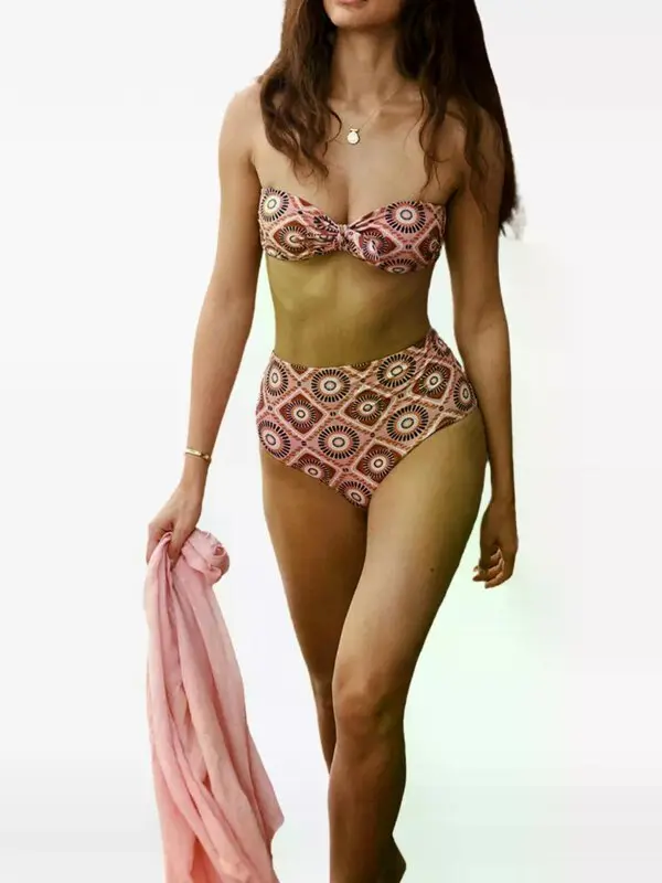 LEMLEM Ava Geometric Print Bandeau Bikini Top