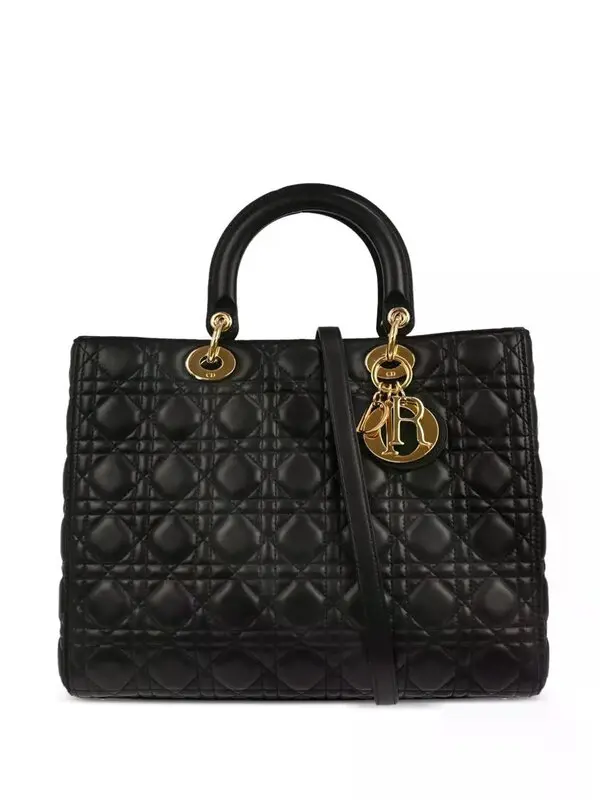 Dior 2015 Large Lady Cannage Tote Bag - Black