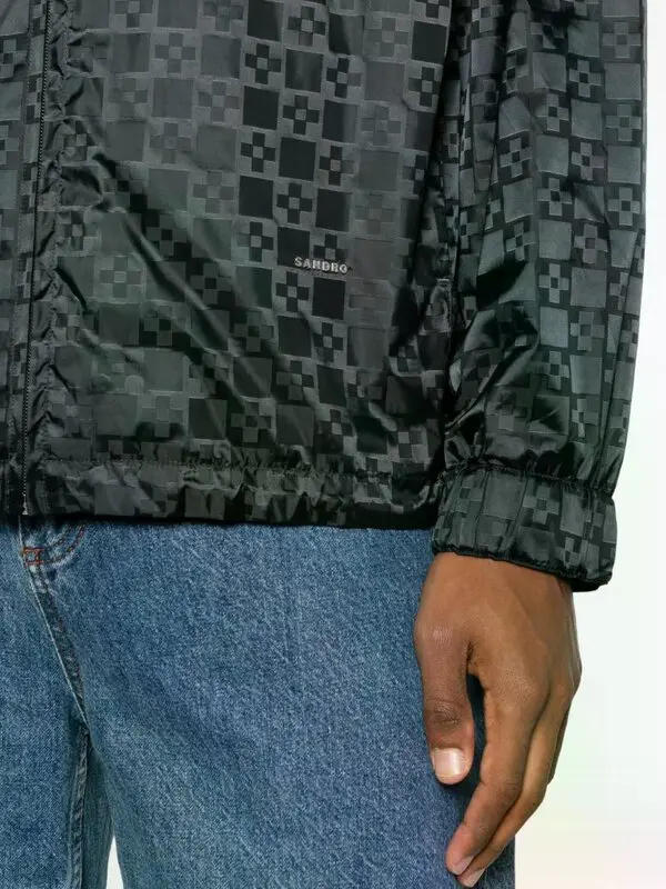 Sandro Square-pattern Jacket - Black