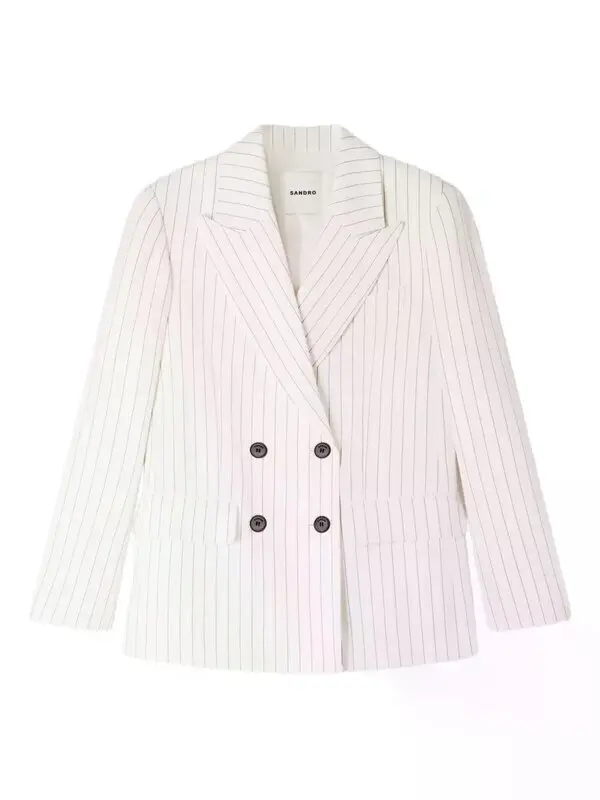 Sandro Striped Double-breasted Blazer - Neutrals