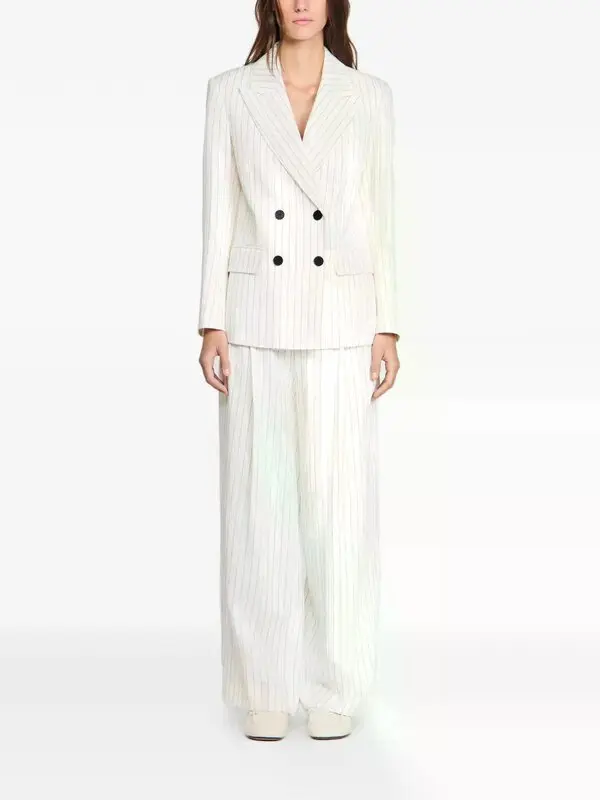 Sandro Striped Double-breasted Blazer - Neutrals