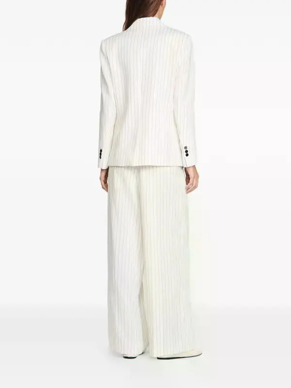 Sandro Striped Double-breasted Blazer - Neutrals