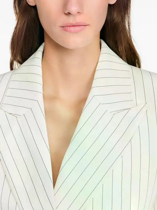 Sandro Striped Double-breasted Blazer - Neutrals