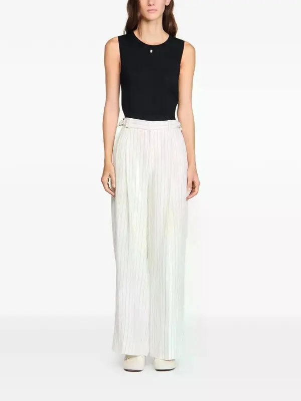Sandro Belted Striped Wide-leg Trousers