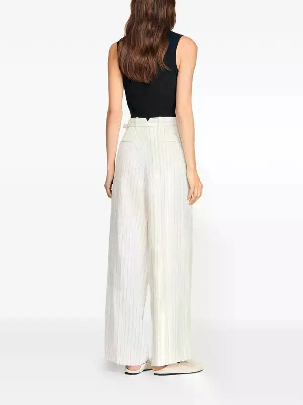 Sandro Belted Striped Wide-leg Trousers