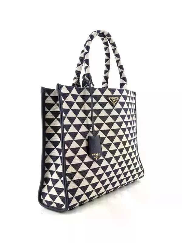 Prada Symbole Shopper Jacquard Large Tote Bag - Blue