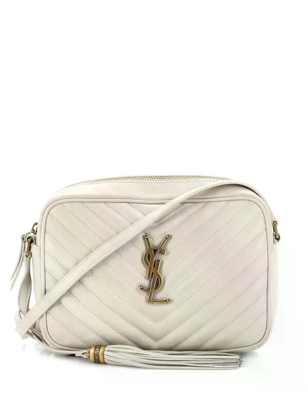 Saint Laurent Lou Camera Small Crossbody Bag Matelasse Chevron Leather - Neutrals
