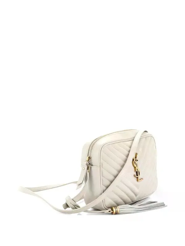 Saint Laurent Lou Camera Small Crossbody Bag Matelasse Chevron Leather - Neutrals