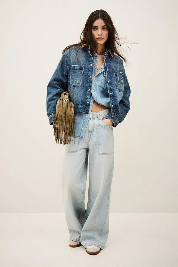 Ba&sh Vigilio Cropped Denim Jacket - Blue