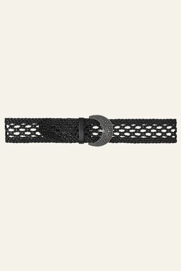 Ba&sh Balmy Braided Leather Belt - Black