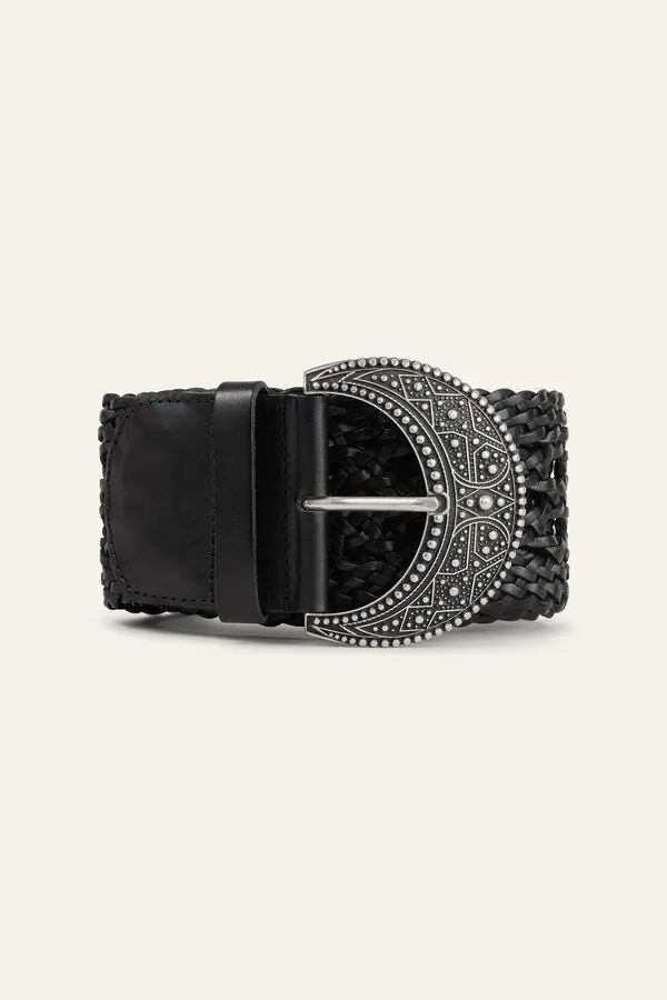 Ba&sh Balmy Braided Leather Belt - Black