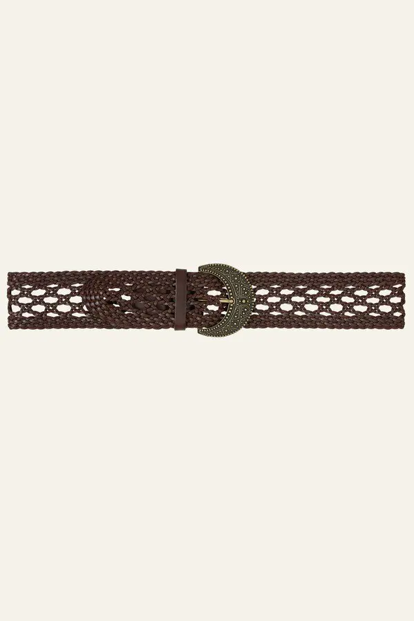 Ba&sh Balmy Braided Leather Belt - Red