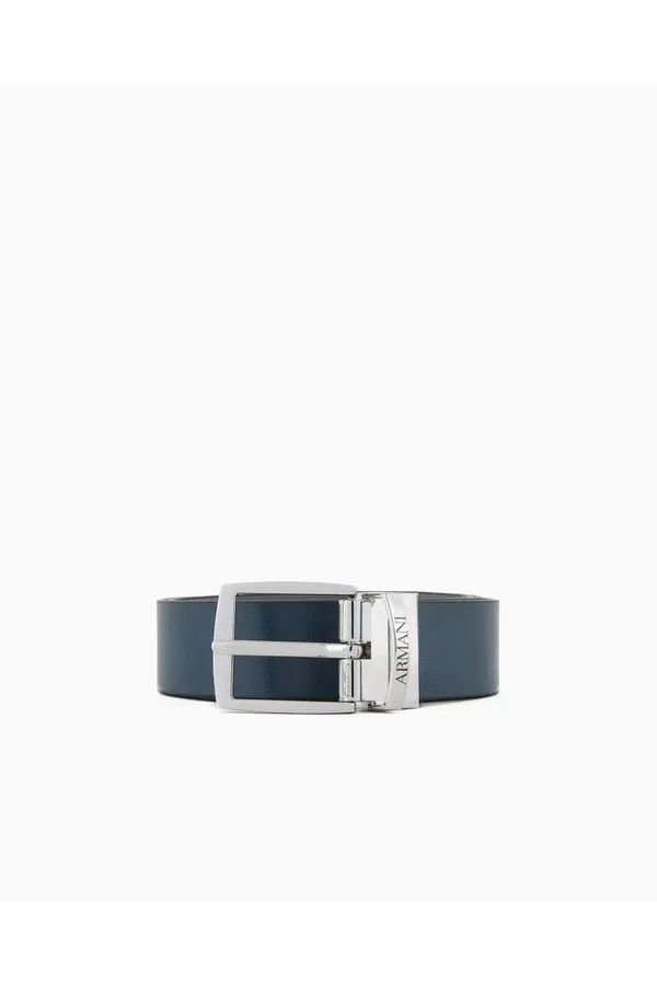 Emporio Armani Reversible Belt With Buckle - Natural