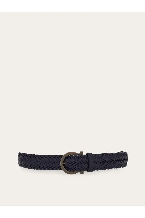 FERRAGAMO Gancini Woven Belt - Natural