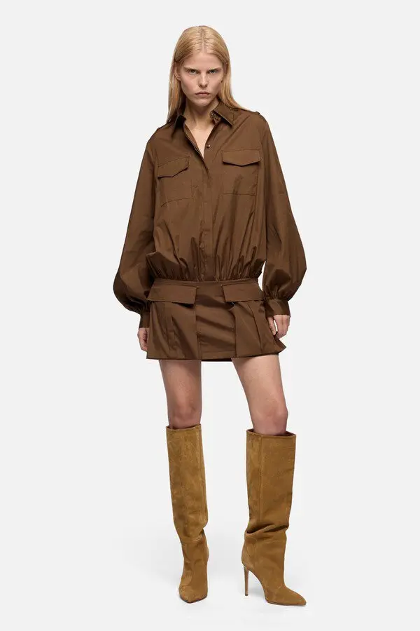7 For All Mankind Utility Mini Shirt Dress - Brown