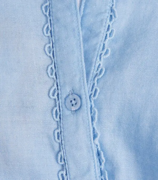 ME+EM Cotton Cheesecloth Blouse - Blue