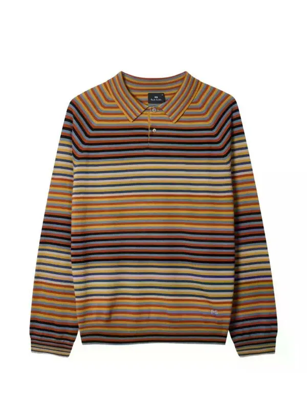 Paul Smith Stripe Merino Wool Polo Shirt - Neutrals