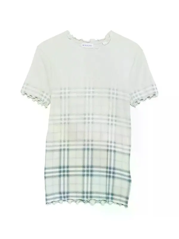 Burberry Check-pattern T-shirt With Ruffled Detail