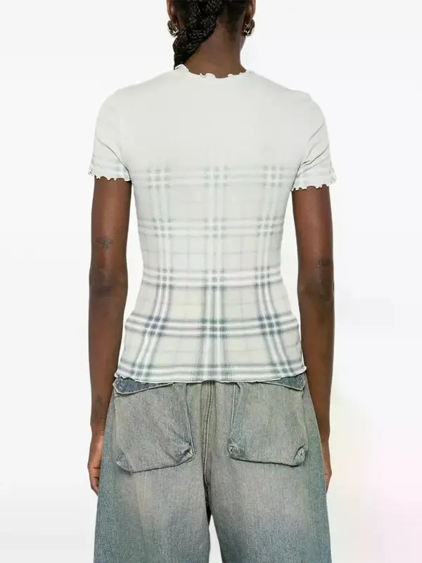 Burberry Check-pattern T-shirt With Ruffled Detail