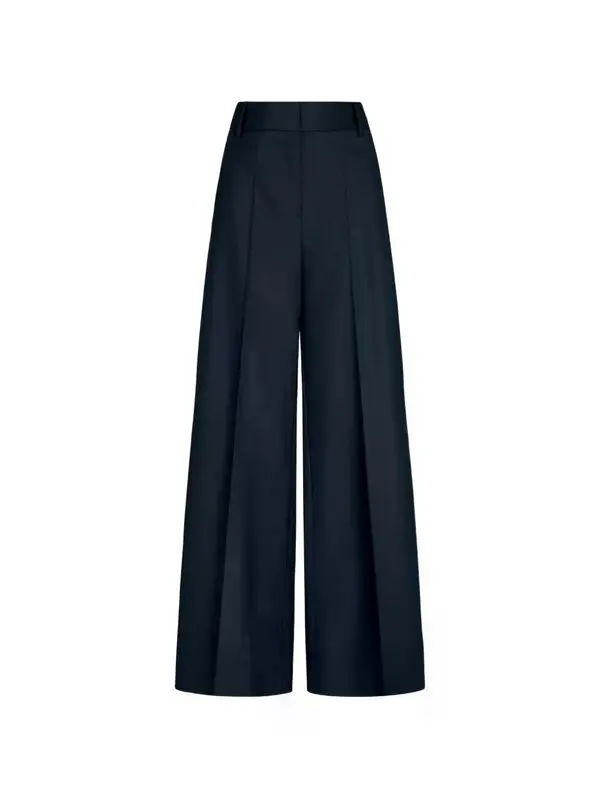 Oscar De La Renta Wide-leg Wool-blend Trousers - Blue