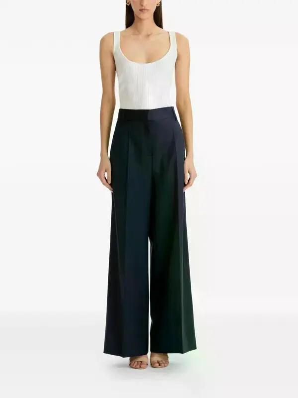 Oscar De La Renta Wide-leg Wool-blend Trousers - Blue