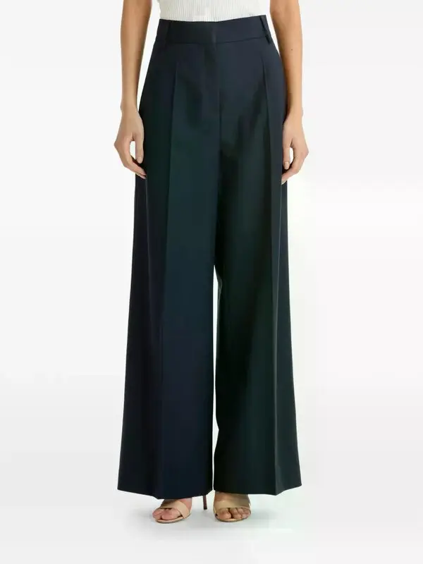 Oscar De La Renta Wide-leg Wool-blend Trousers - Blue