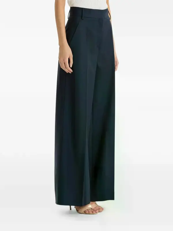 Oscar De La Renta Wide-leg Wool-blend Trousers - Blue