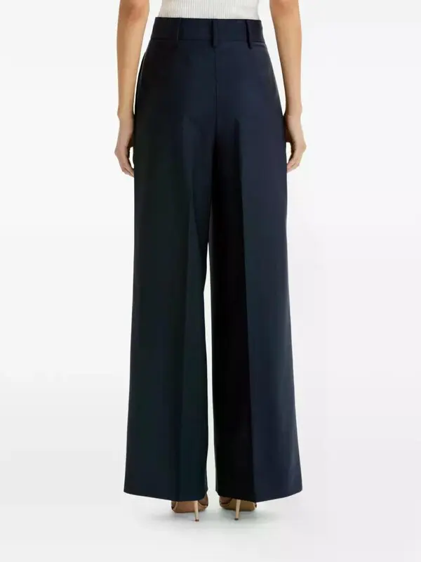 Oscar De La Renta Wide-leg Wool-blend Trousers - Blue