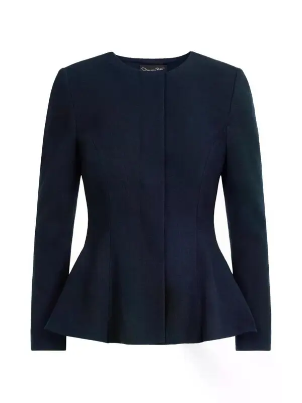Oscar De La Renta Peplum Wool-blend Jacket - Blue
