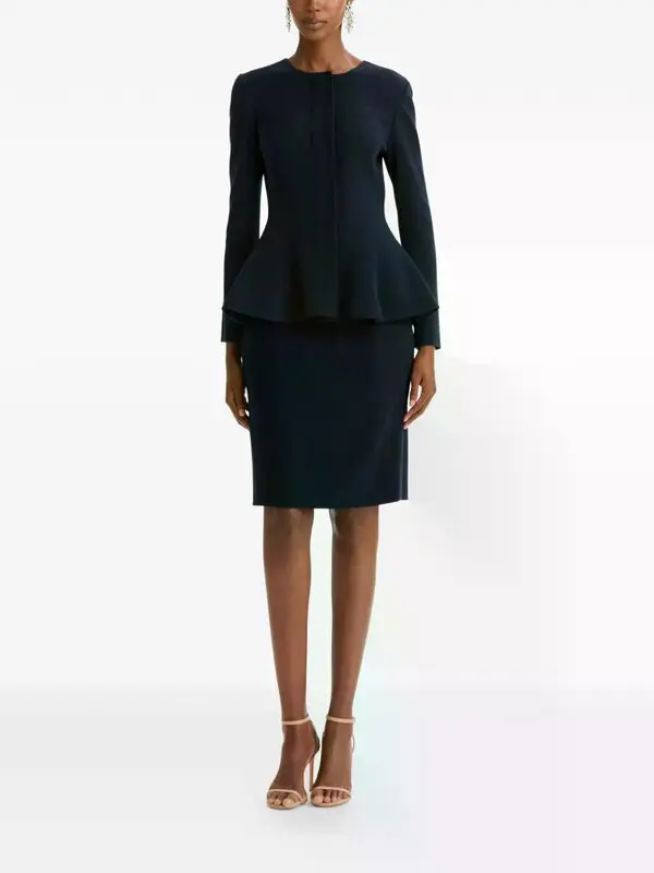 Oscar De La Renta Peplum Wool-blend Jacket - Blue