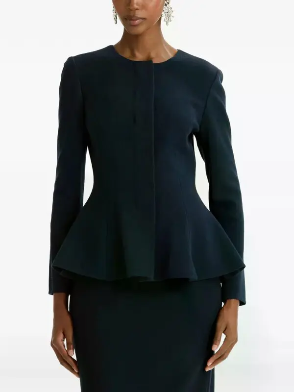 Oscar De La Renta Peplum Wool-blend Jacket - Blue