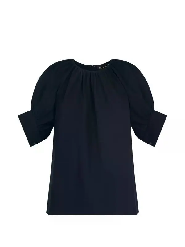Oscar De La Renta Gathered Silk Georgette Blouse - Blue