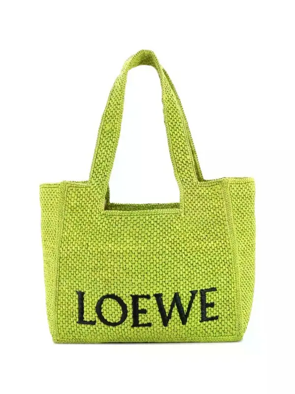 Loewe Paula's Ibiza Logo Convertible Raffia Medium Tote Bag