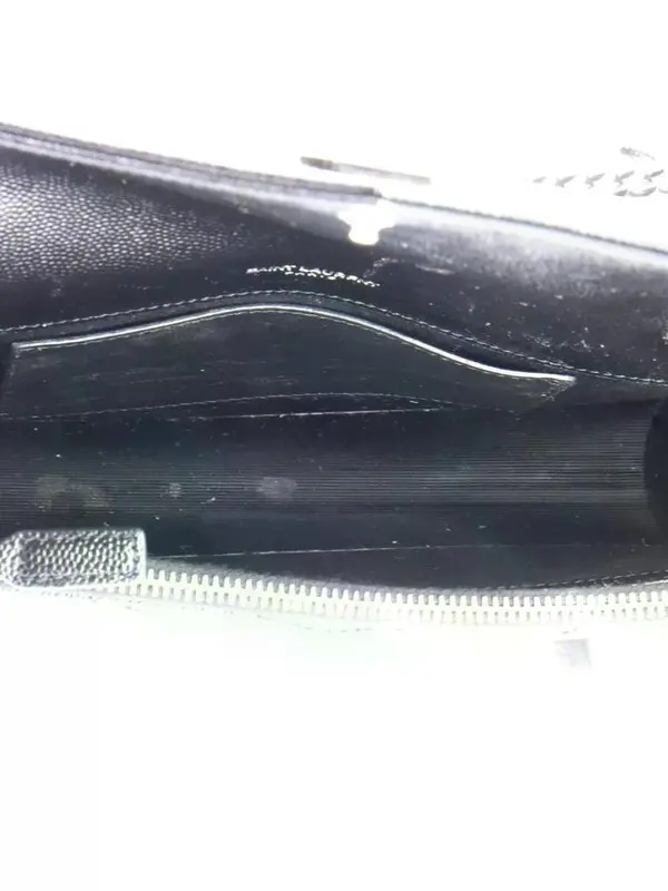 Saint Laurent Classic Monogram Wallet On Chain Matelasse Chevron Leather - Black