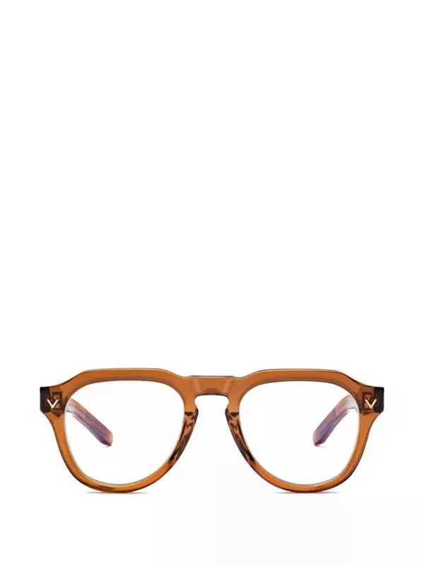 Valentino Garavani Full Rim Pilot Eyeglasses - Brown