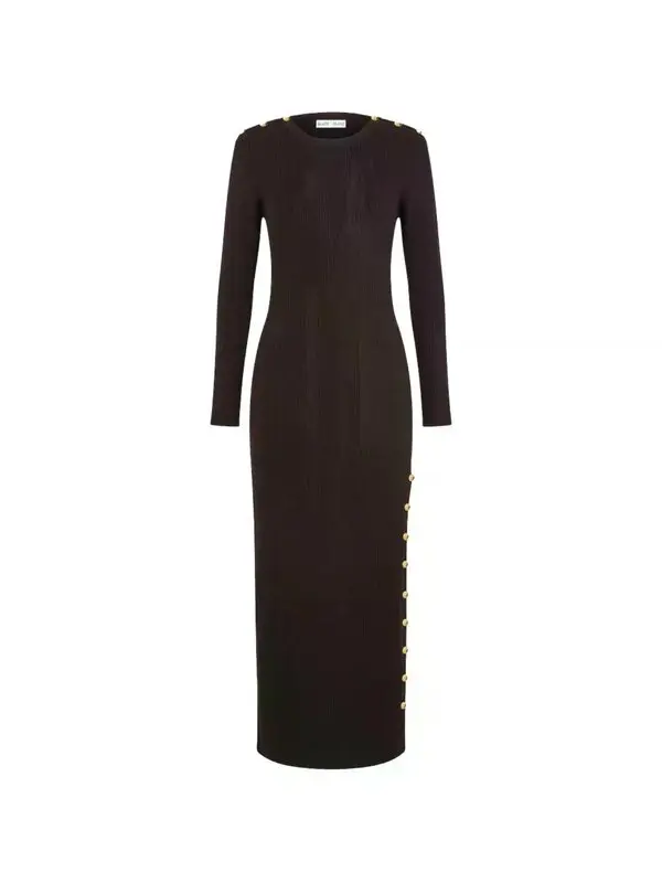 BLAZÉ MILANO Button-embellished Ribbed Midi Dress