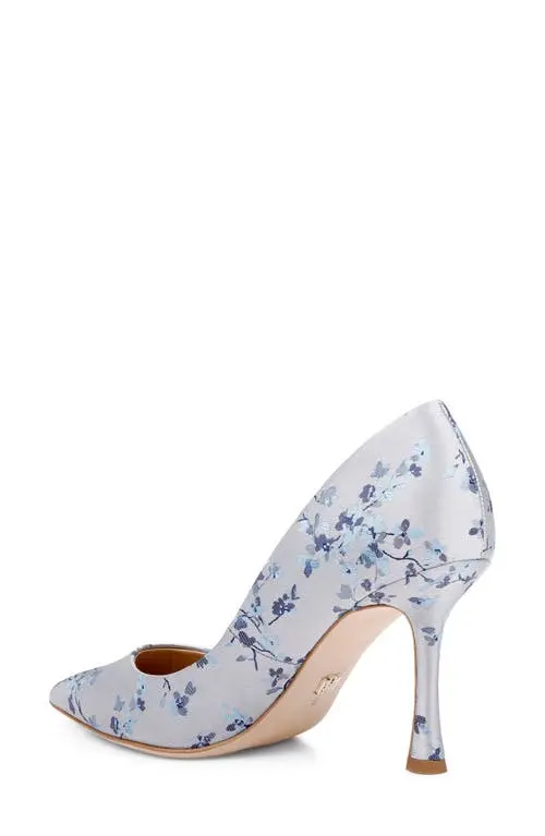 Badgley Mischka Wonder Floral Jacquard Pointed Toe Pumps - Light Blue