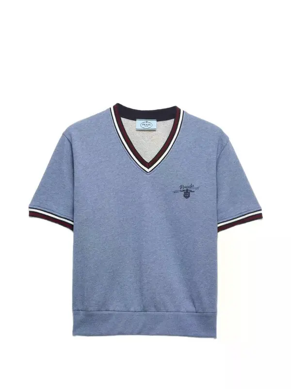 Prada Cotton Fleece V-neck Sweatshirt