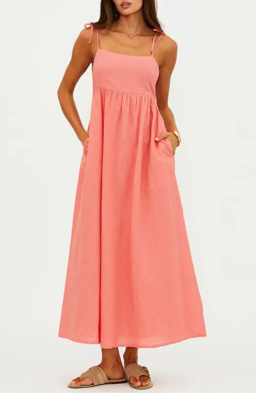 Beach Riot Valory Cotton & Linen Cover-up Maxi Sundress - Coral Sea Linen