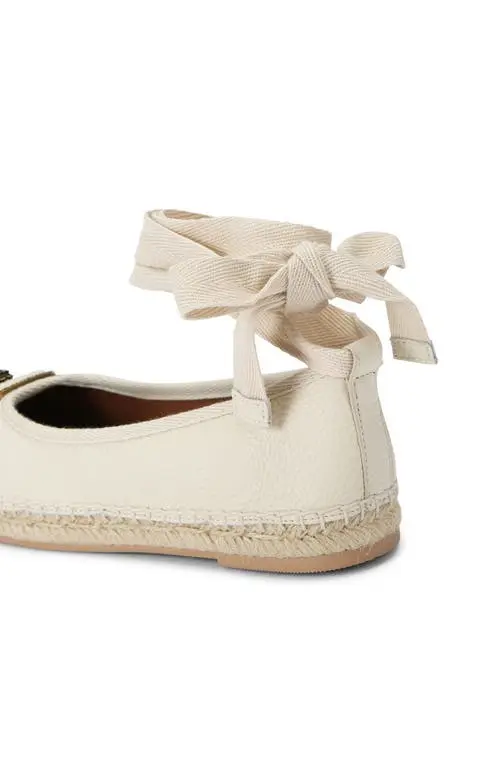 Kurt Geiger Pimlico Espadrille Ballet Flat With Ankle Ties - Natural