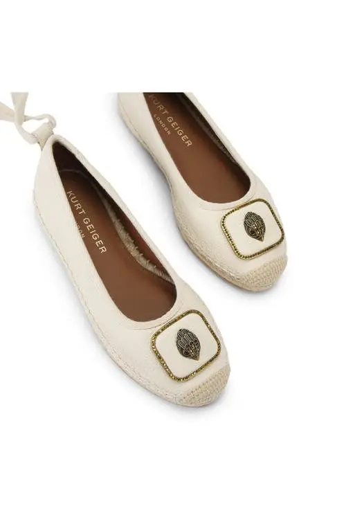 Kurt Geiger Pimlico Espadrille Ballet Flat With Ankle Ties - Natural