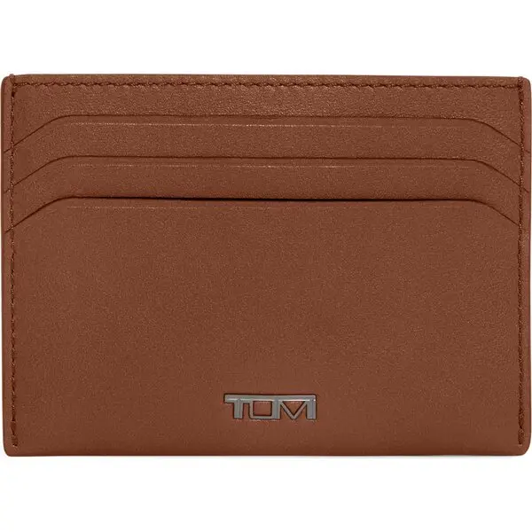Tumi Nassau Slim Leather Card Case - Cognac