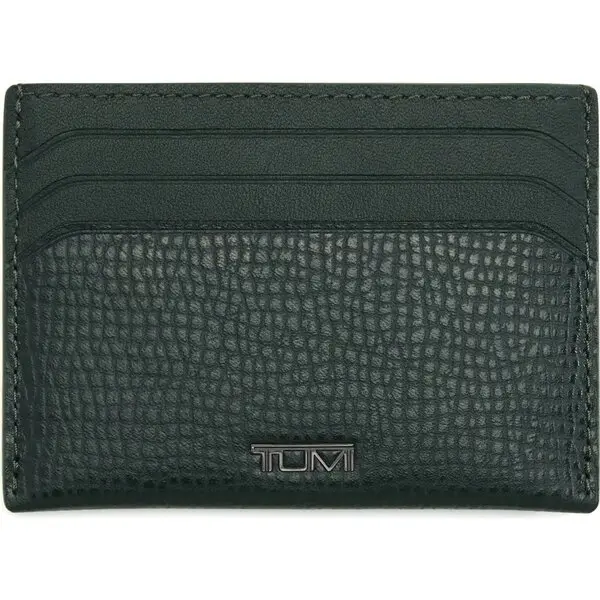 Tumi Nassau Slim Leather Card Case - Deep Pine Textured Smooth