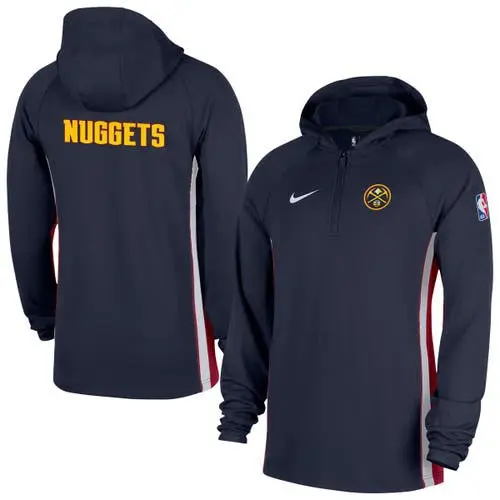 Nike Denver Nuggets Authentic On Court Zone Quarter-zip Dri-fit Hoodie Jacket - Navy